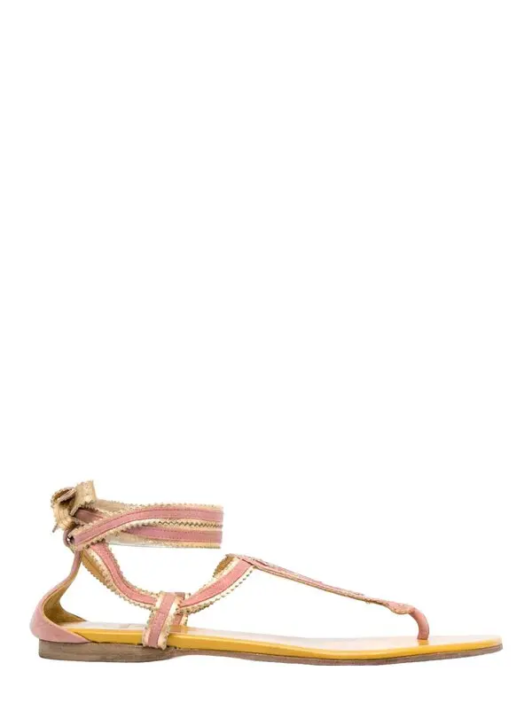 Hermès 2000s Lace-up Flat Sandals - Pink