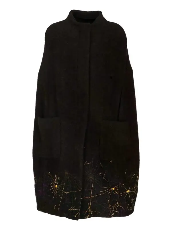 Dries Van Noten 1990s Embroidered Cape - Brown