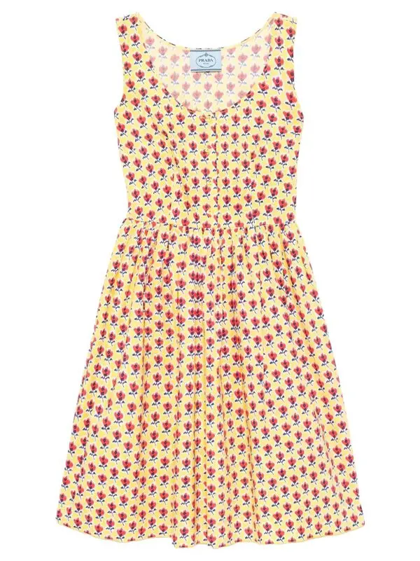 Prada Floral-print Dress - Yellow