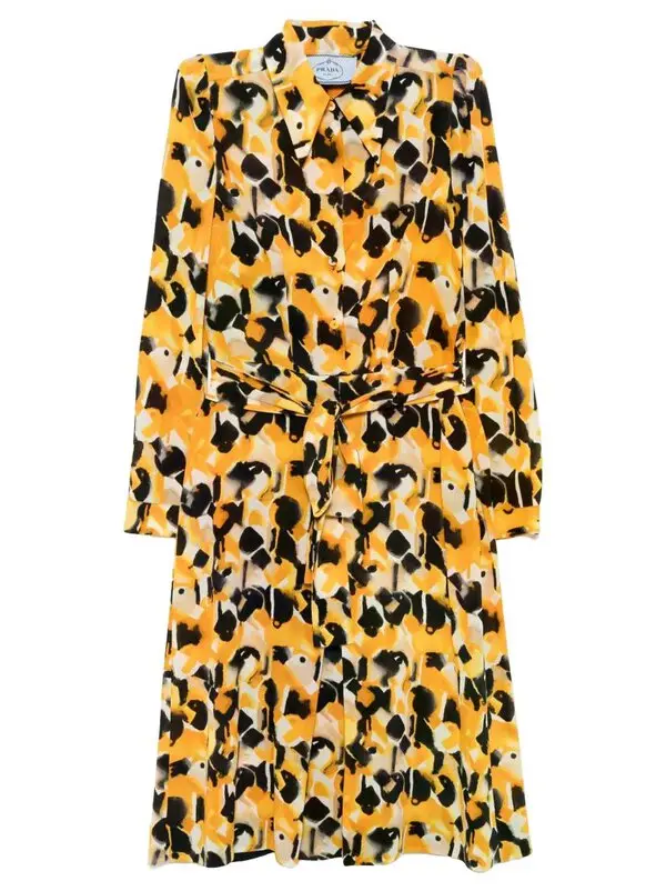 Prada Printed Shirt Dress - Yellow