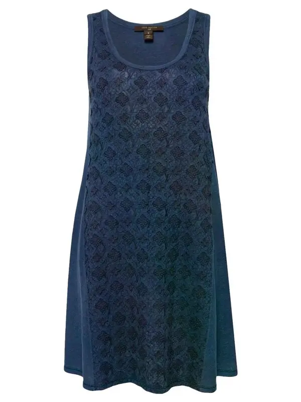 LOUIS VUITTON 1990-2000 Logo-embroidered Midi Dress - Blue