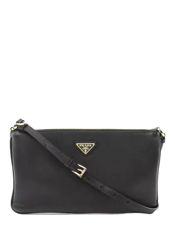 Prada Logo-plaque Leather Bag - Black
