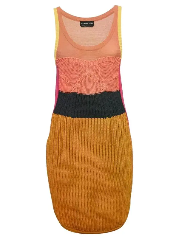 Sonia Rykiel Paris Colour-block Knit Dress - Orange