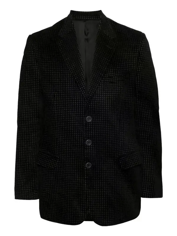 Versace 2000s Checkered Notched Lapels Blazer - Black