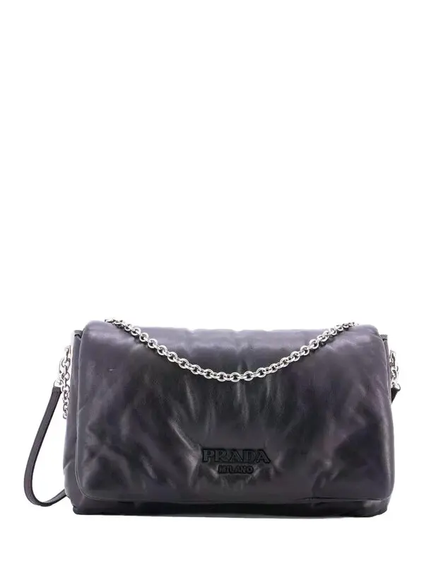 Prada Padded Leather Shoulder Bag - Black