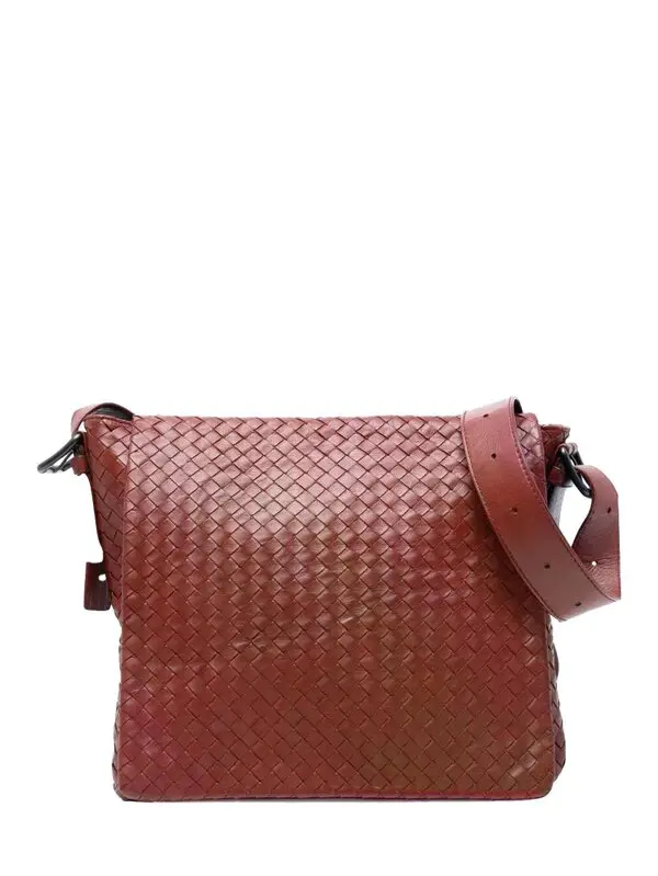 Bottega Veneta Nappa Intrecciato Flap Crossbody Bag - Red