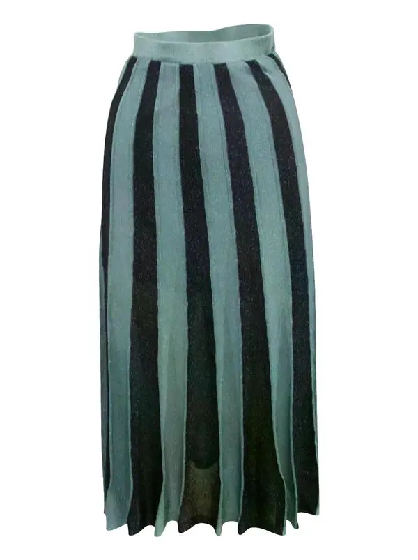 Sandro Pleated Striped Midi Skirt - Blue