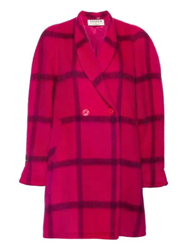A.N.G.E.L.O. VINTAGE CULT 1980s Check-pattern Brushed Coat - Pink