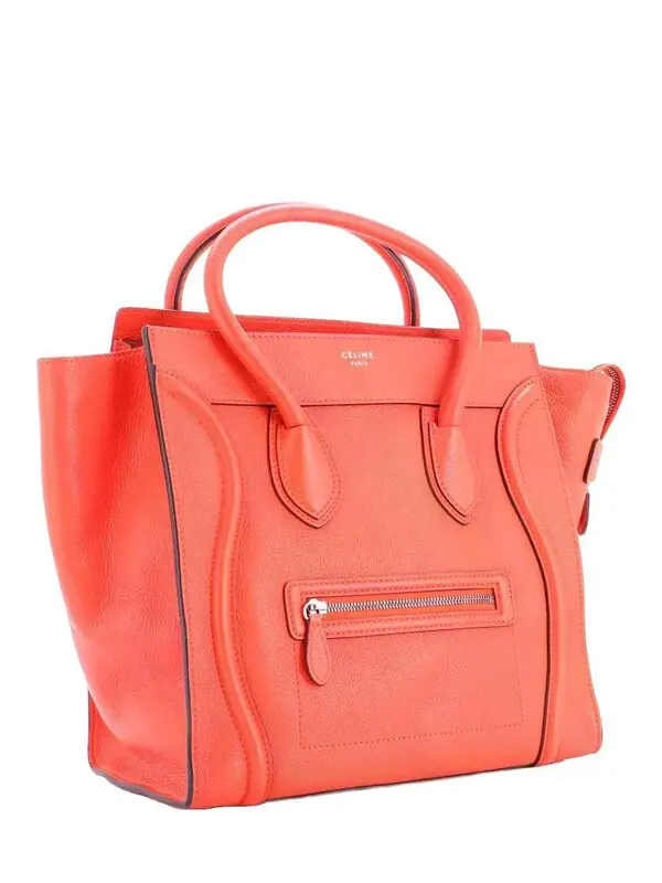 Celine Luggage Bag Grainy Leather Mini Tote - Orange