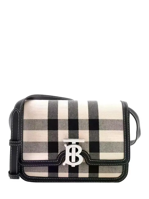 Burberry Tb Flap Bag Check Canvas Crossbody Bag - Neutrals