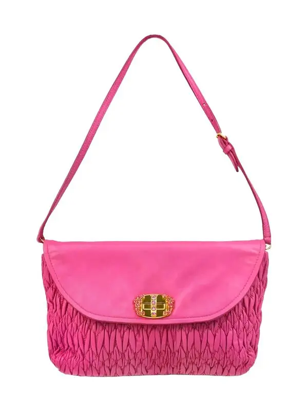 Miu Miu 2010s Ruched-leather Shoulder Bag - Pink