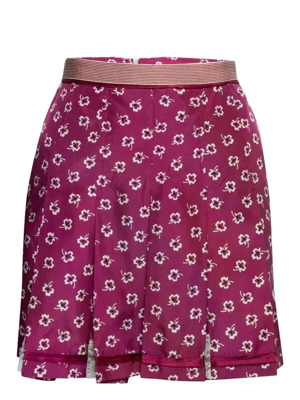 Dolce & Gabbana Silk Floral Mini Pleated Skirt - Pink