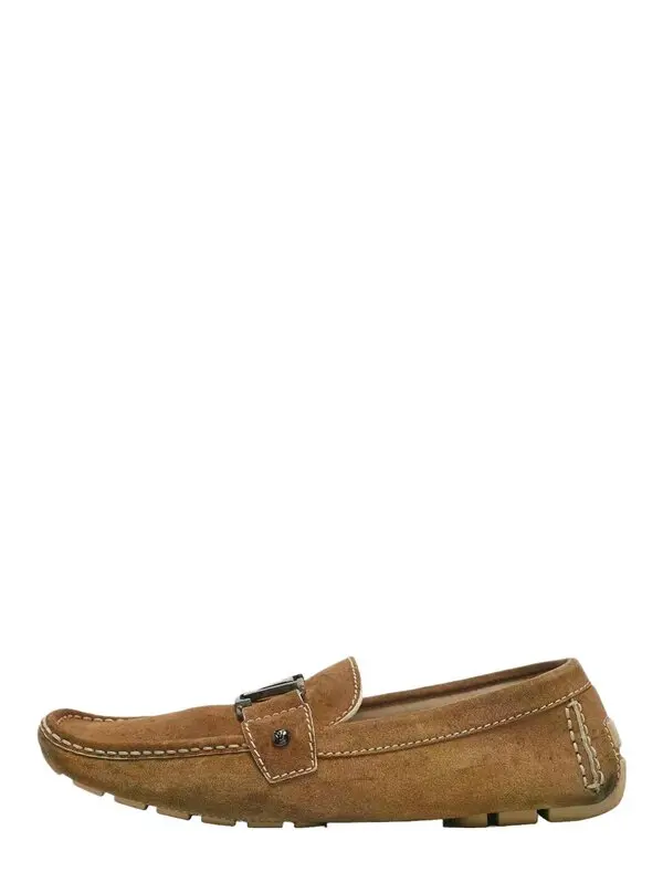 LOUIS VUITTON Suede Loafers With Buckle Detail - Brown