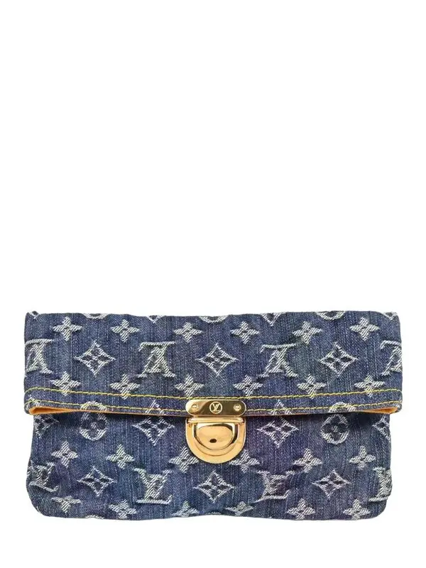 LOUIS VUITTON 2006 Monogram Denim Clutch Bag - Blue