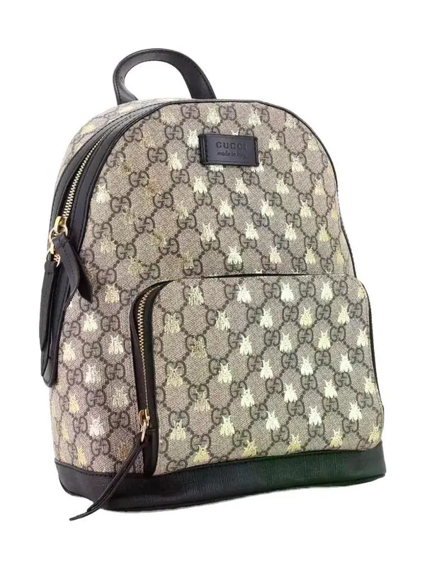 Gucci Printed Gg Coated Canvas Small Backpack With Zip Pocket - Neutrals