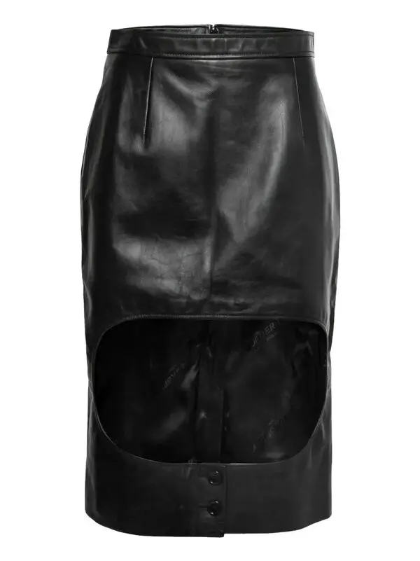 Burberry Cut-out Leather Pencil Skirt - Black