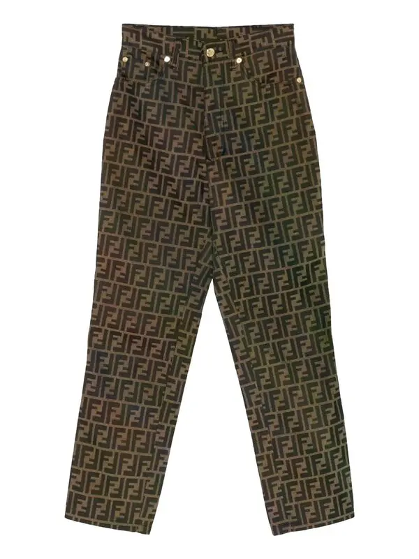 Fendi Ff Jacquard Trousers - Brown