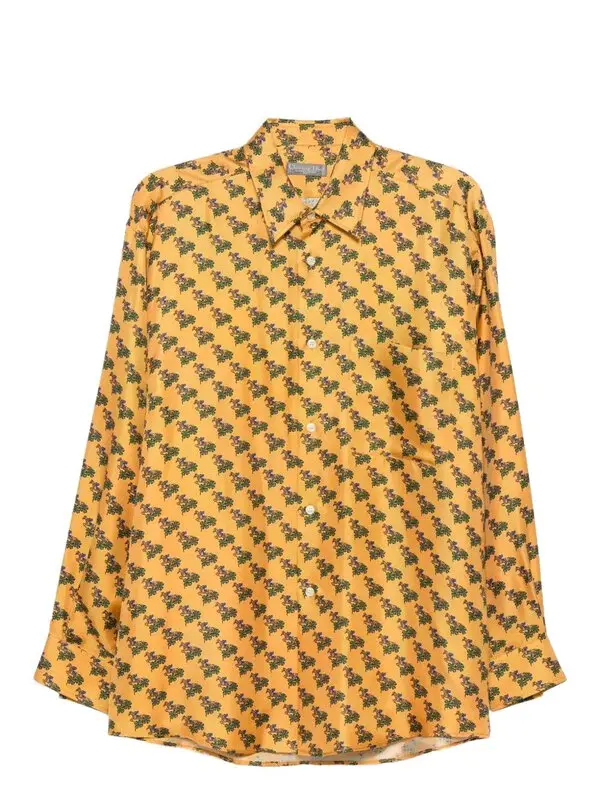 Dior 1990s Printed Silk Shirt - Yellow
