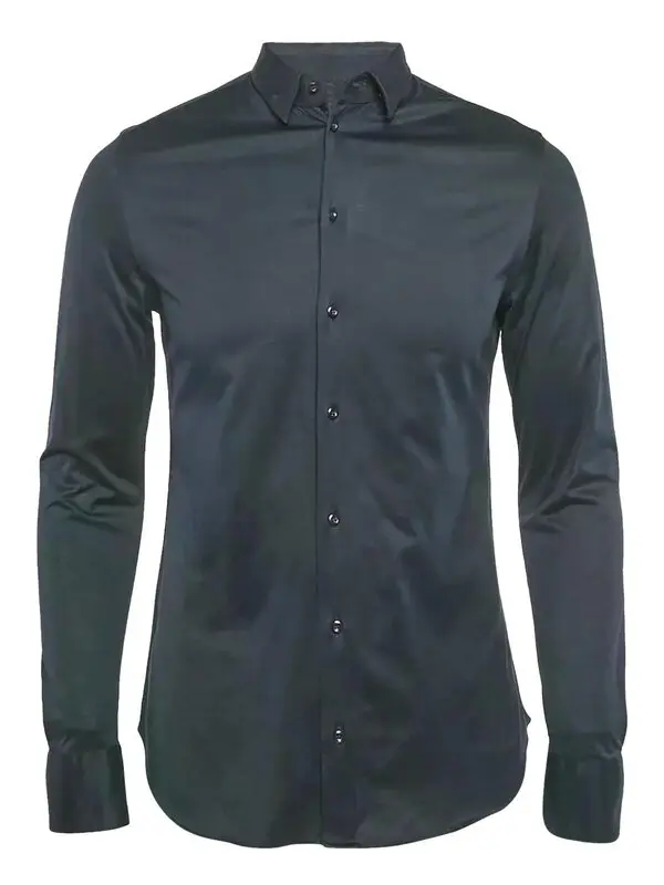 Emporio Armani Satin Finish Long-sleeve Shirt - Blue