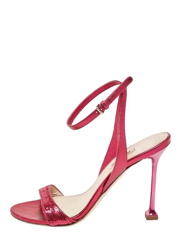 Miu Miu Sequin-embellished Metallic Heeled Sandals - Pink