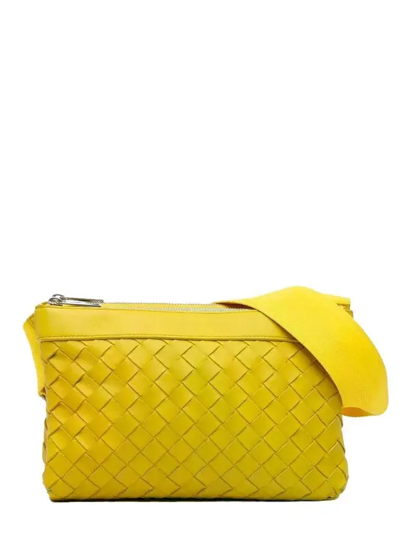 Bottega Veneta Nappa Intrecciato Duo Crossbody Bag - Yellow