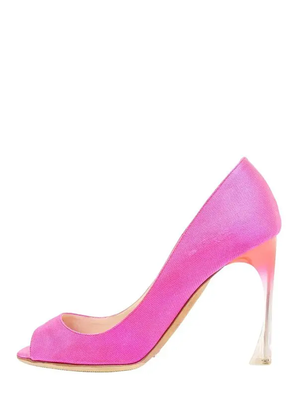 Dior 100mm Peep-toe Suede Pumps - Pink