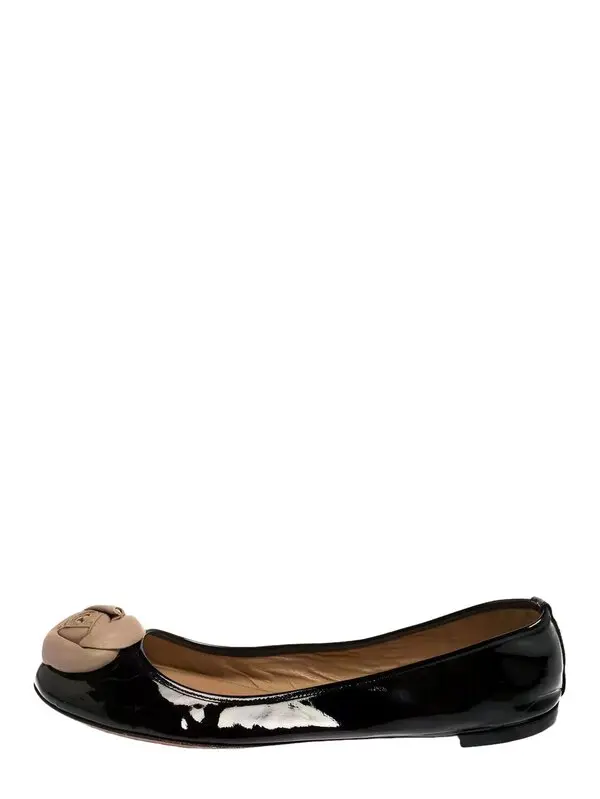 Valentino Garavani Floral-appliqué Ballet Flats - Black
