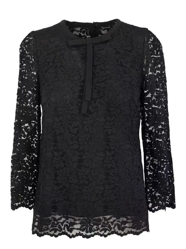 Dolce & Gabbana Lace-overlay Bow-detailed Blouse - Black
