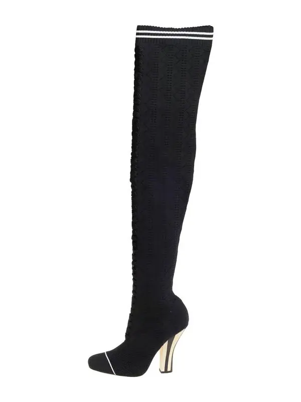 Fendi 115mm Lace-up Thigh-high Boots - Black