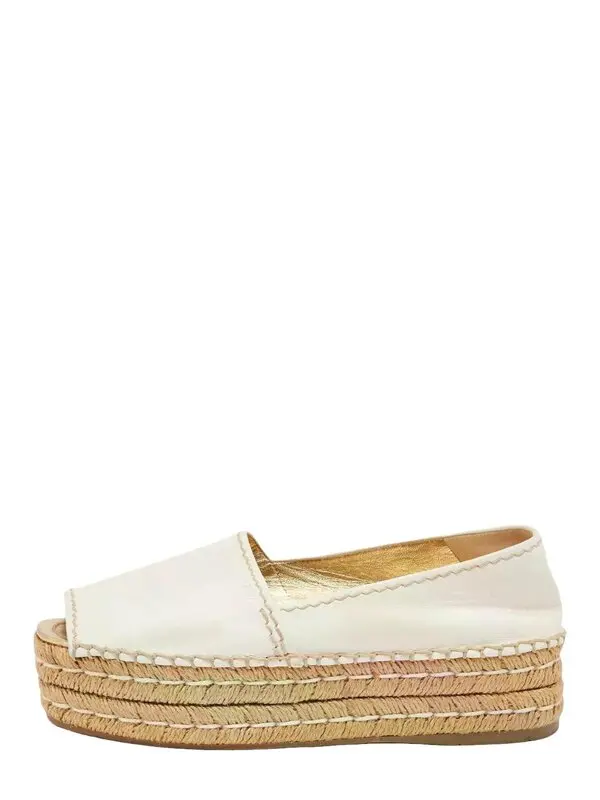 Prada 2024 Leather Platform Espadrilles - White