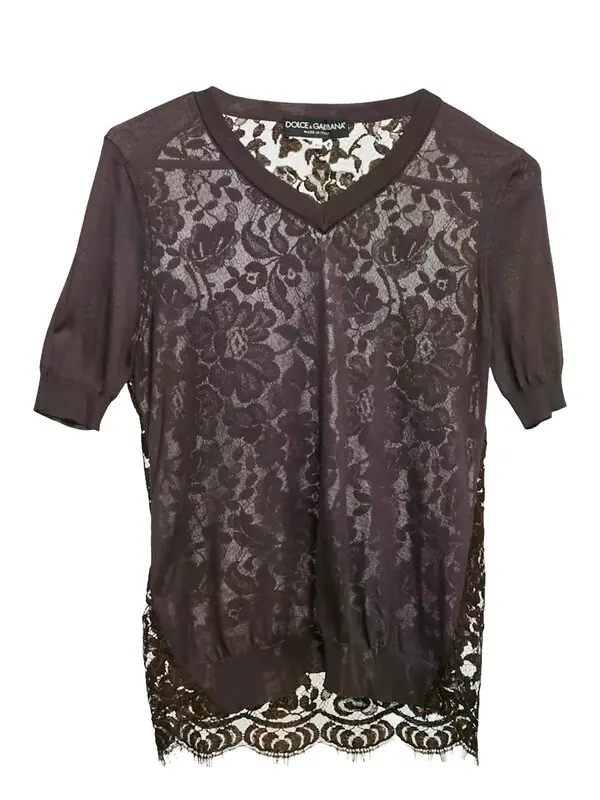 Dolce & Gabbana V-neck Top With Floral Embroidery - Brown