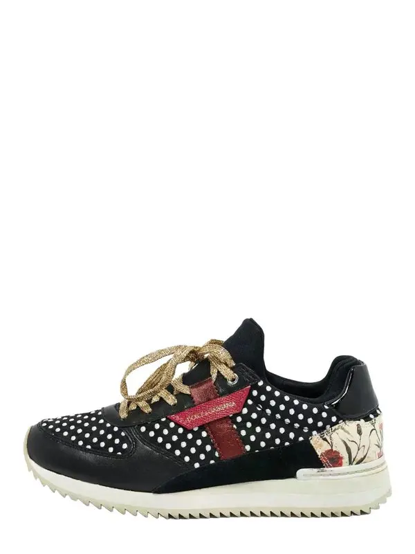 Dolce & Gabbana Polka-dot Floral Sneakers - Black