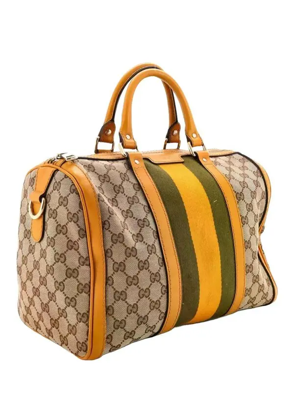 Gucci Vintage Web Boston Bag Gg Canvas Satchel - Neutrals