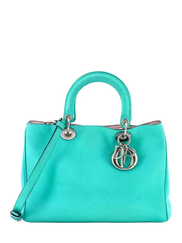 Dior Diorissimo Pebbled Leather Tote Bag - Green