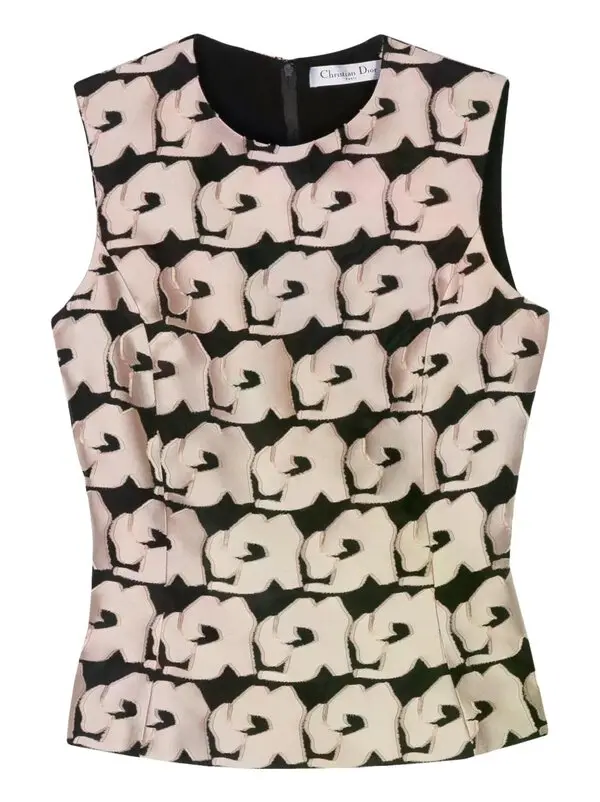 Dior Floral-appliqué Tank Top - Pink