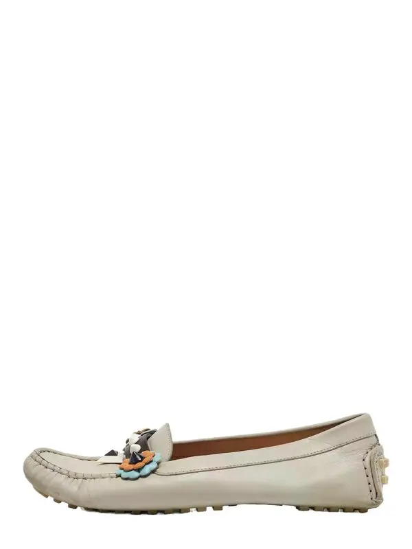 Fendi Floral-appliqué Loafers - Grey