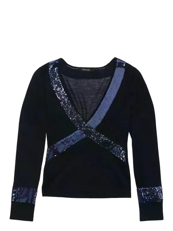 Versace 1990s Sequined Jumper - Blue