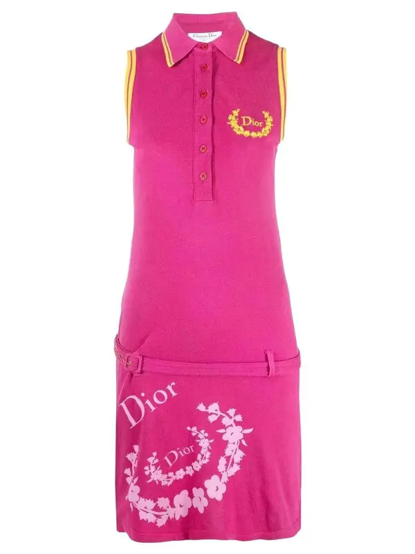 Dior 2004 Logo-printed Polo Dress - Pink