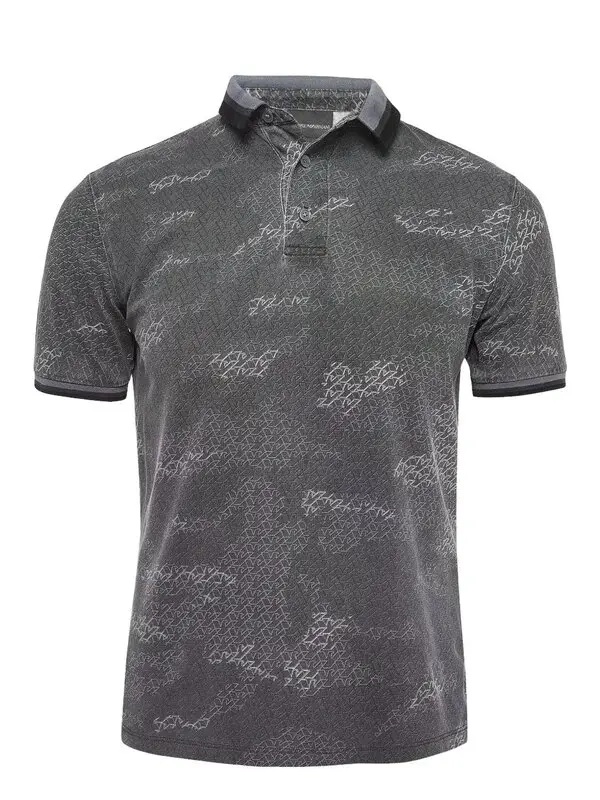 Emporio Armani Monogram-print Polo Shirt - Grey
