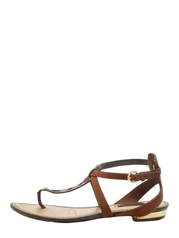 LOUIS VUITTON Leather Flat Sandals - Brown