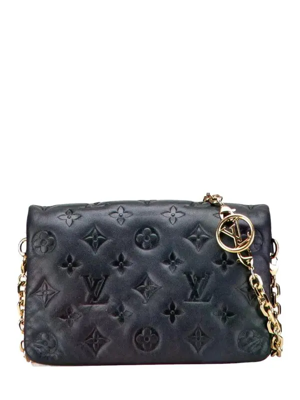 LOUIS VUITTON Monogram Embossed Pochette Coussin Crossbody Bag - Black