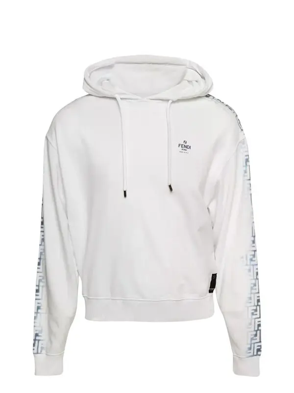 Fendi Ff-logo Cotton Hoodie - White