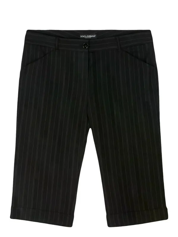Dolce & Gabbana 2000s Pinstripe Cropped Trousers - Black