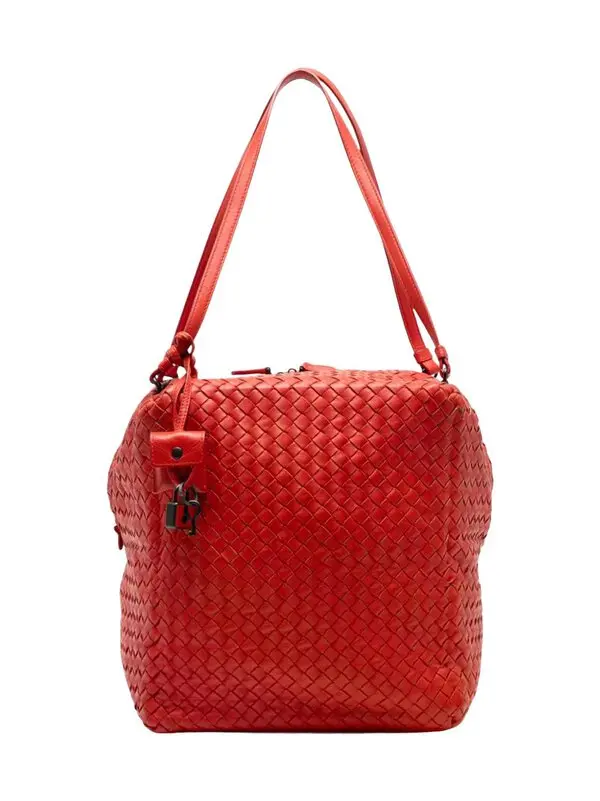 Bottega Veneta 2011 Nappa Intrecciato Cube Shoulder Bag - Red