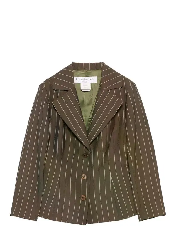 Dior 2000s Pinstriped Blazer - Brown