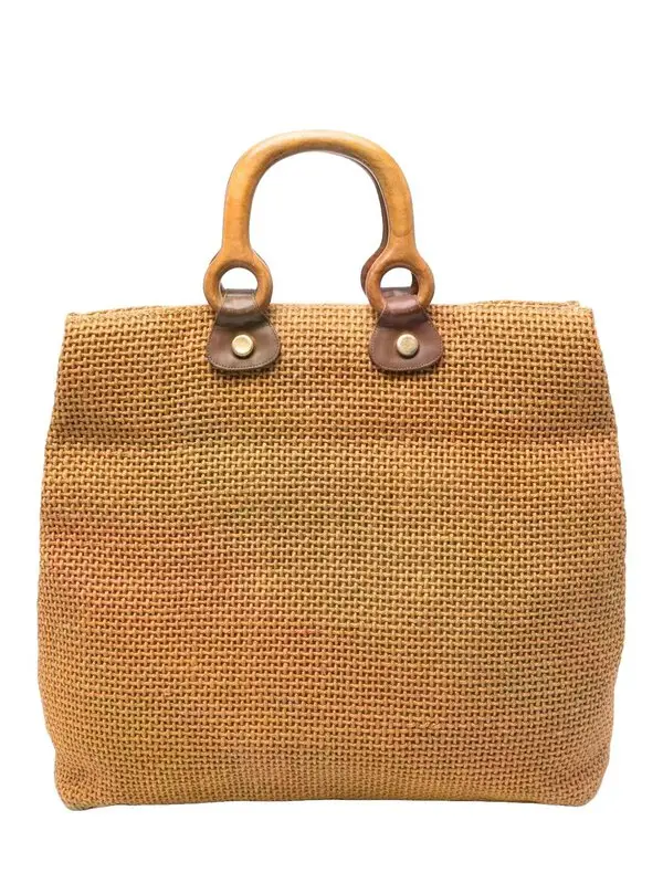 FERRAGAMO 1970s Raffia Tote Bag - Brown