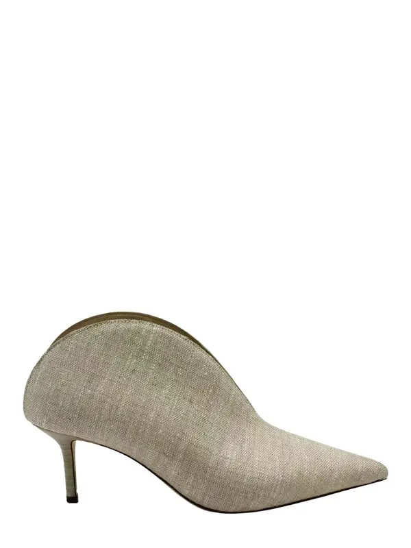 JIMMY CHOO Loris Linen Pointed-toe Mules - Neutrals