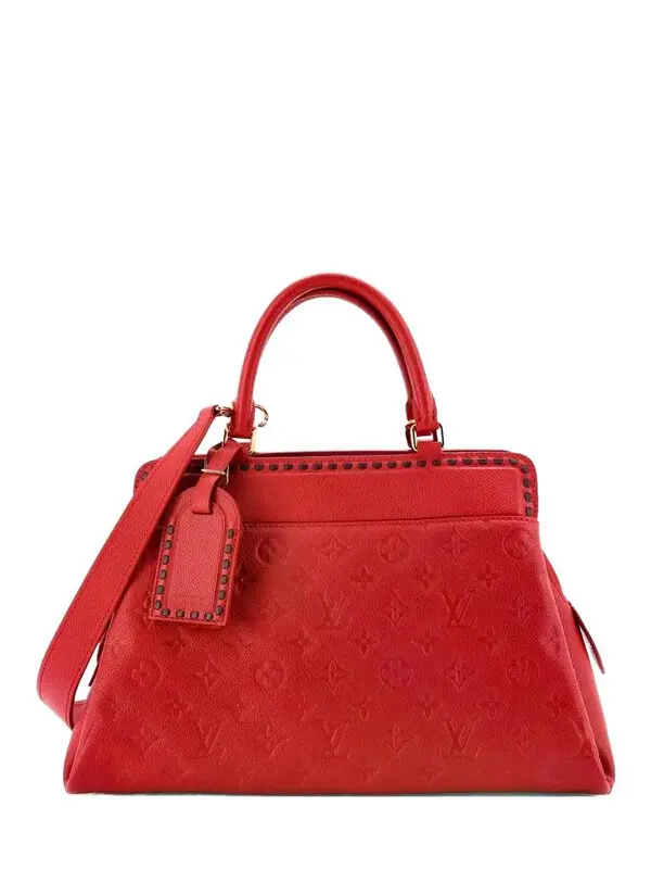 LOUIS VUITTON Vosges Handbag Whipstitch Monogram Empreinte Leather Mm Satchel - Red