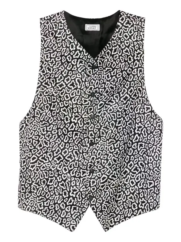 Versace 1990s Animal-pattern Waistcoat - Black