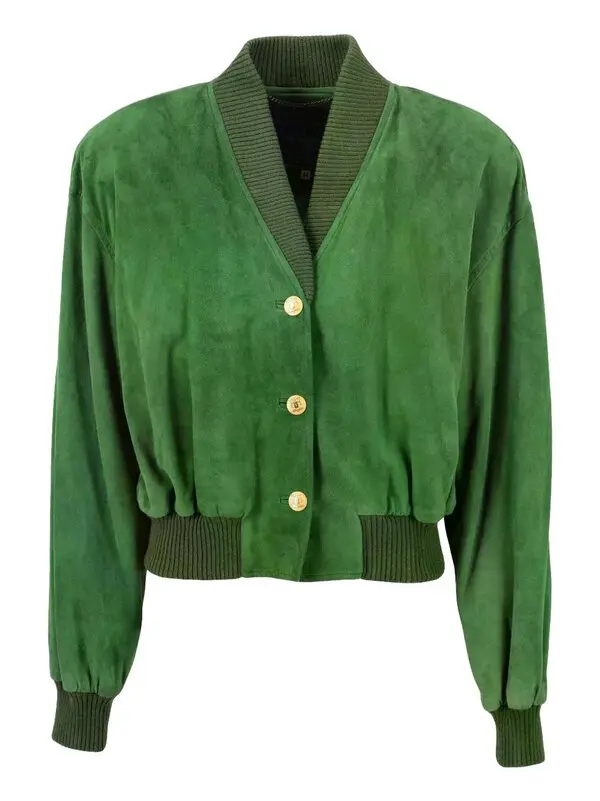 TRUSSARDI Suede Bomber Jacket - Green